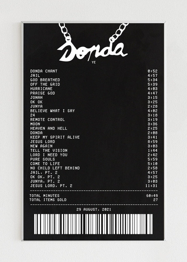 Donda Receipt Poster – Hiphop Heaven